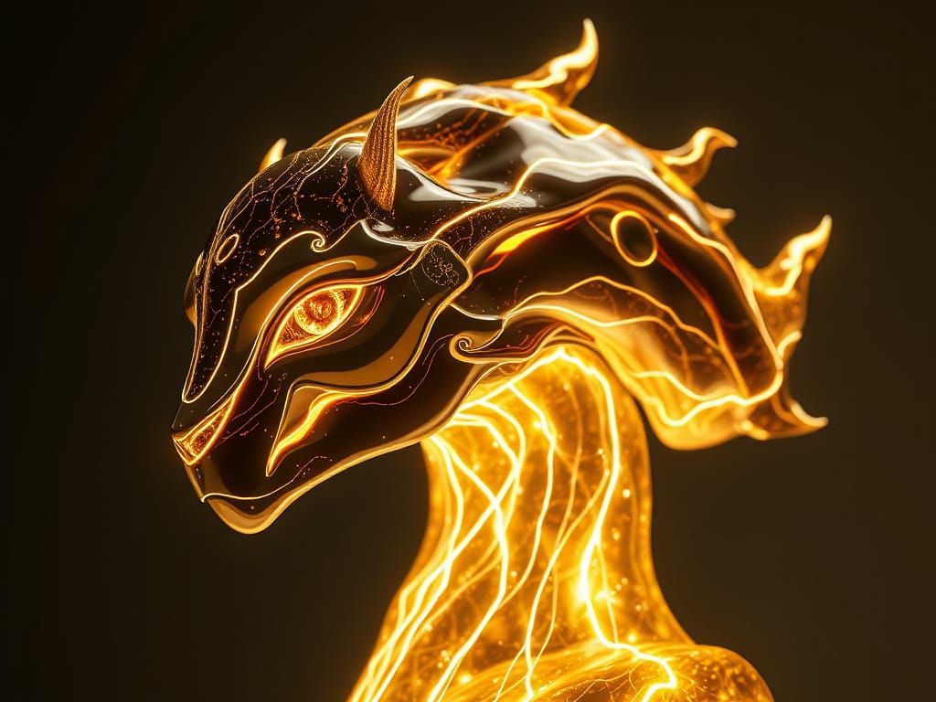 Luminous Astral Entity in Golden Cosmic Splendor - AI Art