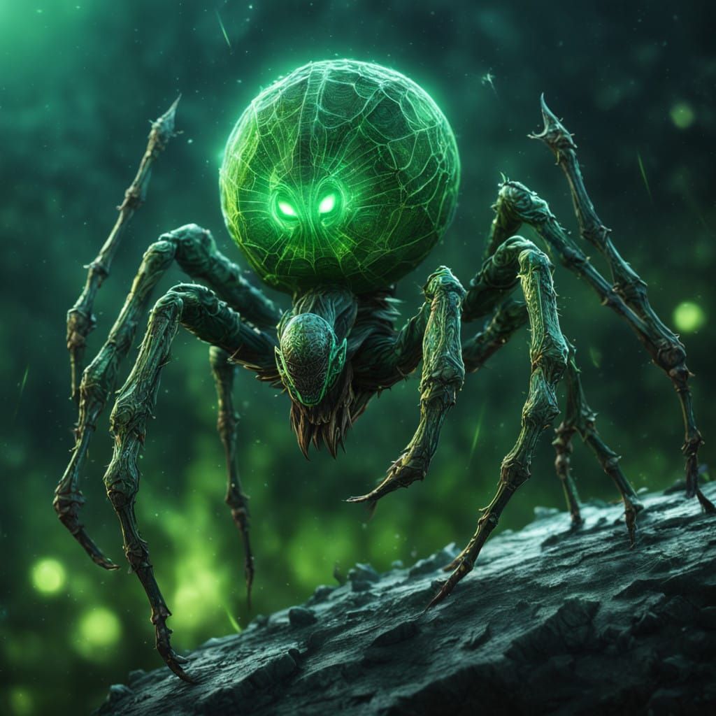 Green interdimensional spider god - Ethereal Green Spider Go...