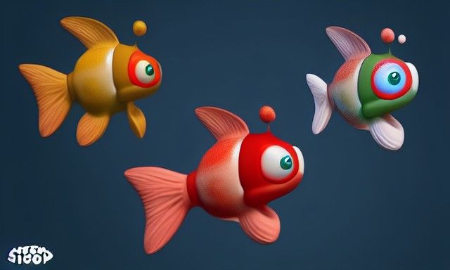 cute clipart fish character design for game, trending on sketchfab by ...