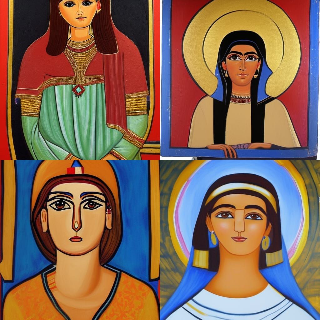 Test: Lady, Coptic Art - AI Generated Artwork - NightCafe Creator