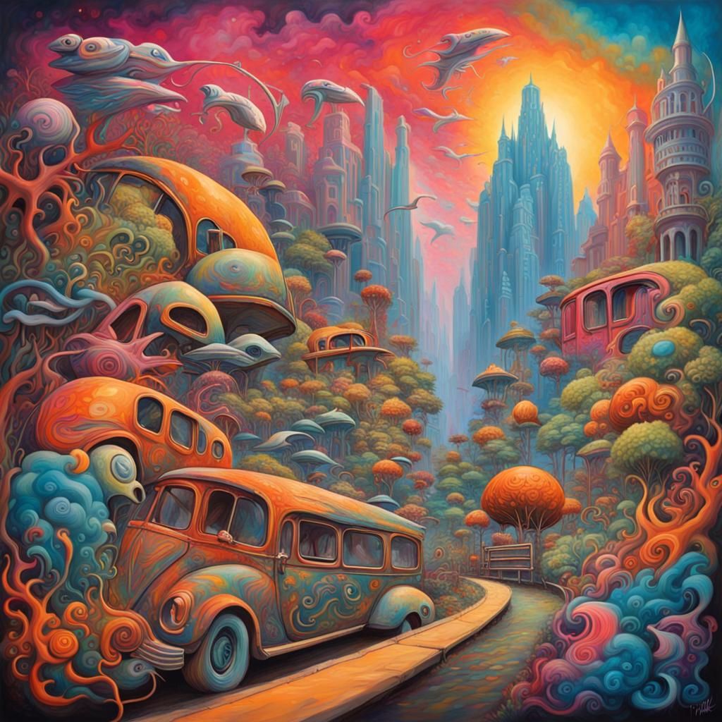 Psychedelic world - Psychedelic Fantasy World in Graffiti Ar...