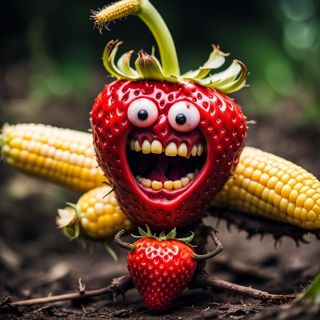Sadistic strawberry, grotesque bananas, corn tormentor. This fiend ...