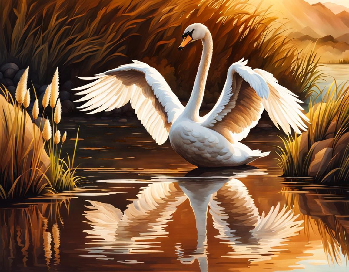 Swan Reflected - AI Generated Artwork - NightCafe Creator