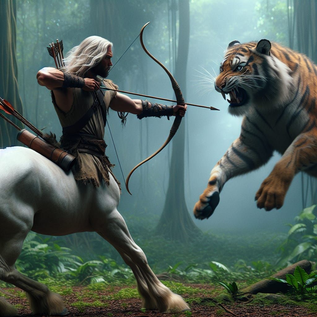 centaur shooting a bow at a tiger - AI Generated Artwork - NightCafe ...