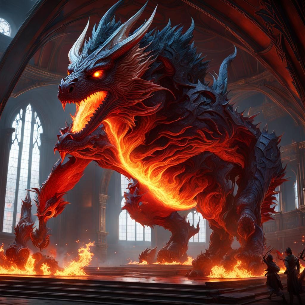 A fire mythical creature, 8k, Unity; Hyperdetailed By John Berkey, by ...