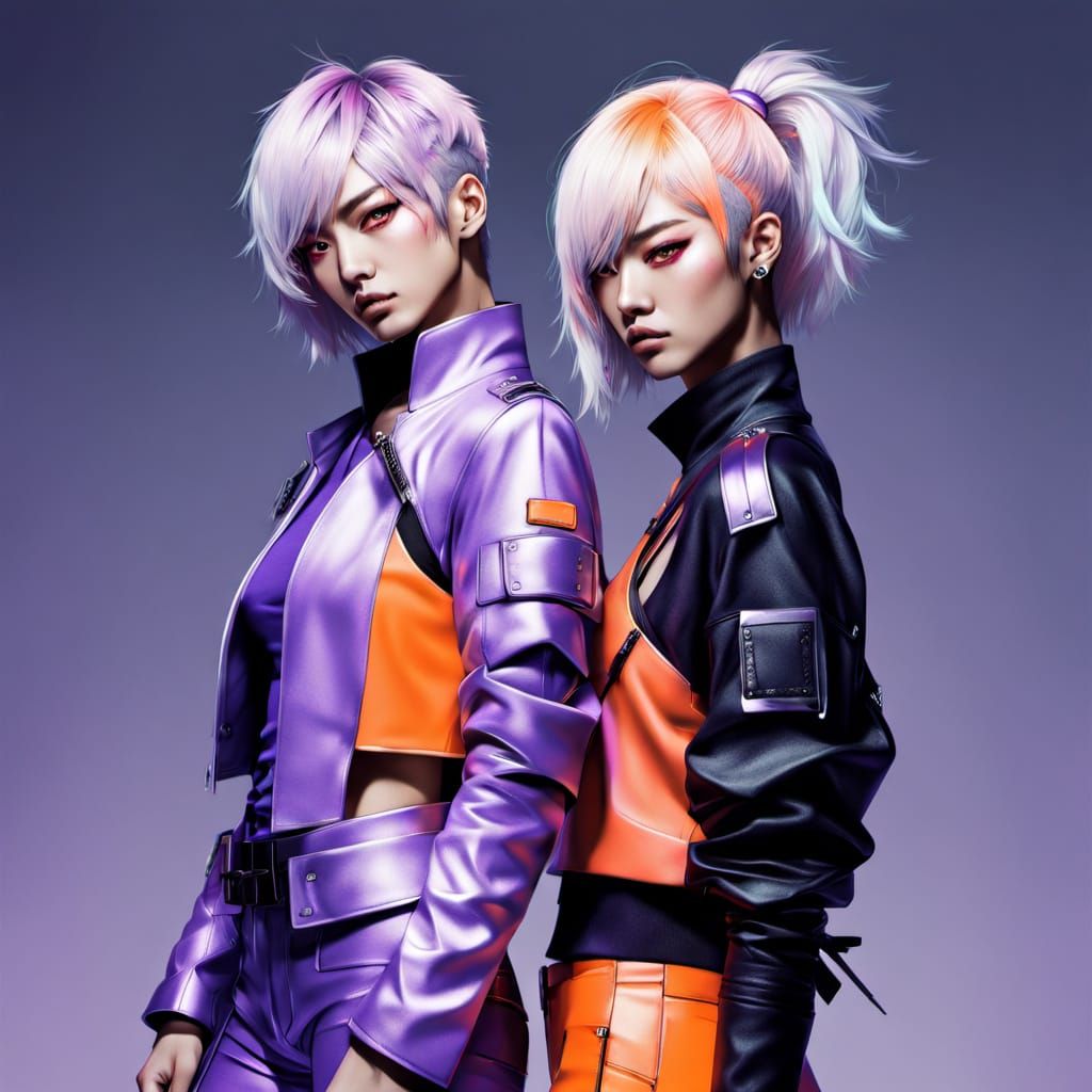 Anime-Style Androgynous Hero with Pixelcut Hair an... - AI Art