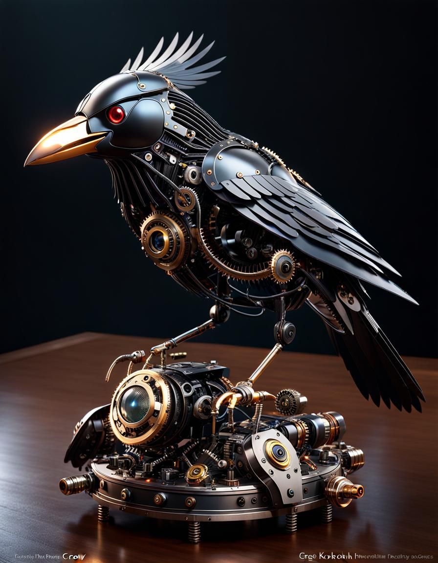 Robotic crow - AI Generated Artwork - NightCafe Creator