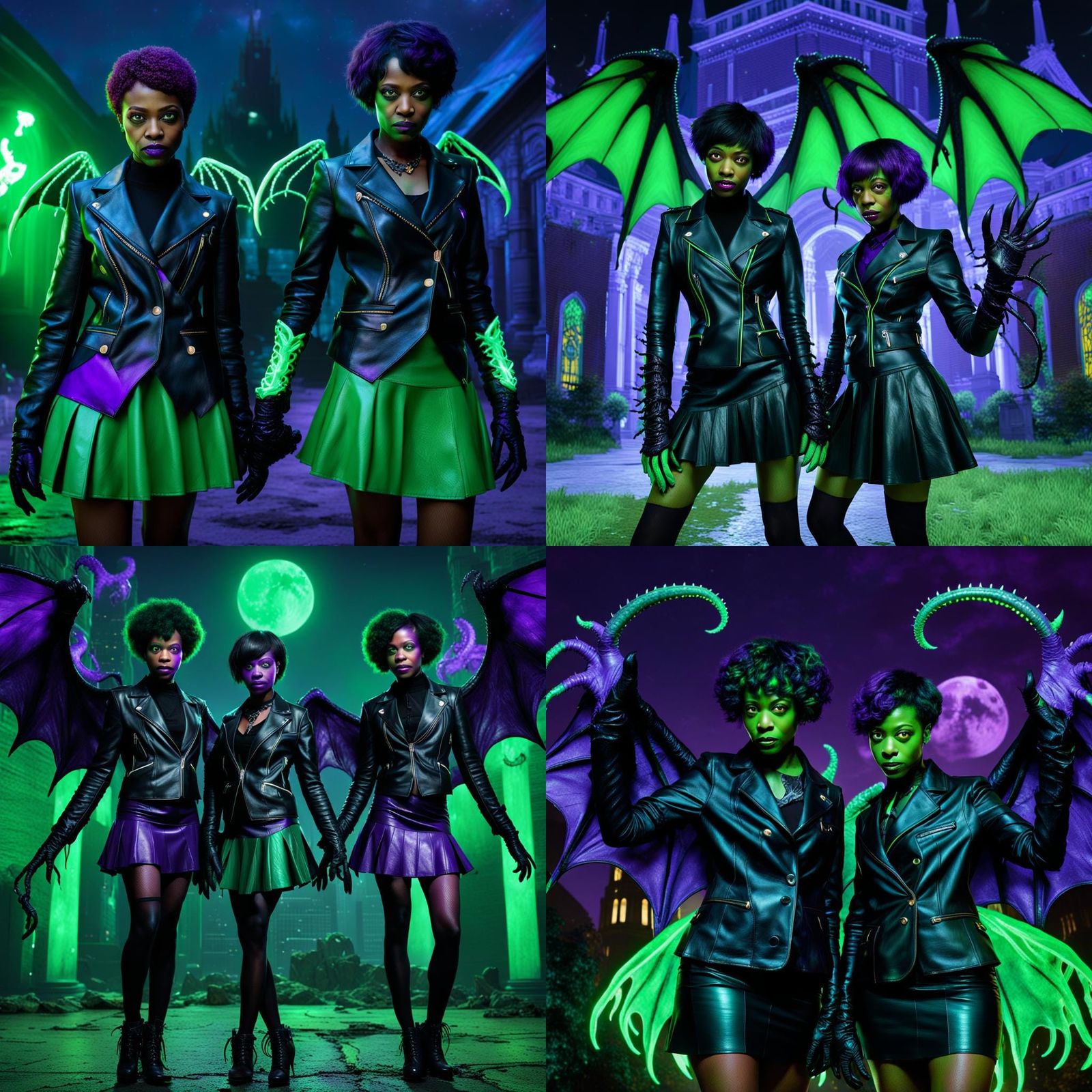 two, short haired, Black females as the human forms of a pair of ...