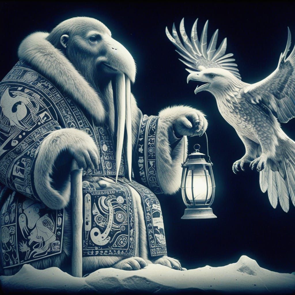 Ancient Inuit Shaman in Vibrant Daugerotype - AI Art