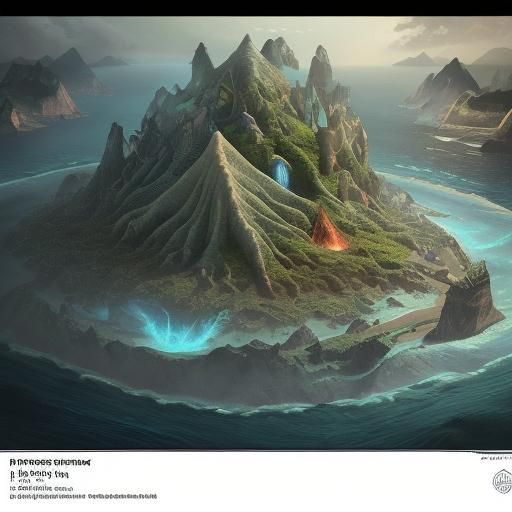An old cartographic map of monster island highly detailed 8k has a ...