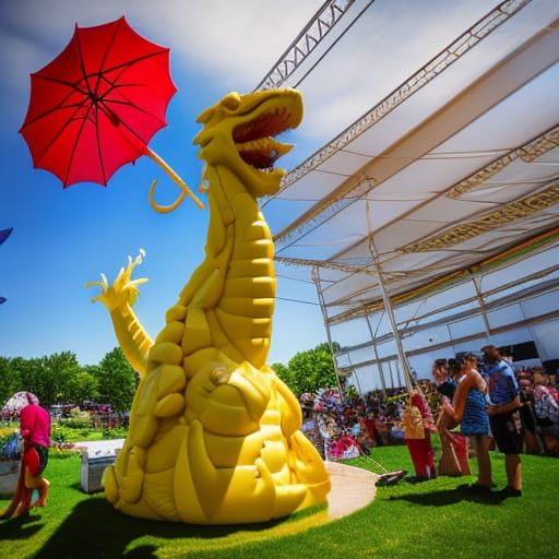 A giant butter sculpture of a dragon at the state fair - AI Generated ...