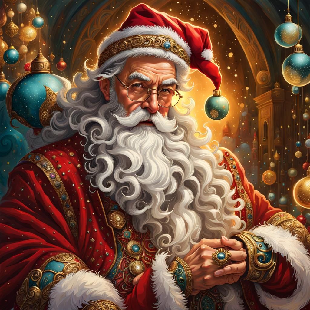 vintage santa wizard. elder man, tribal, sparkling, Elegant Intricate ...