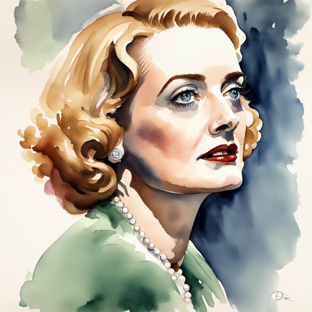 bette davis dramatically lit close up 3/4 profile in realistic ...