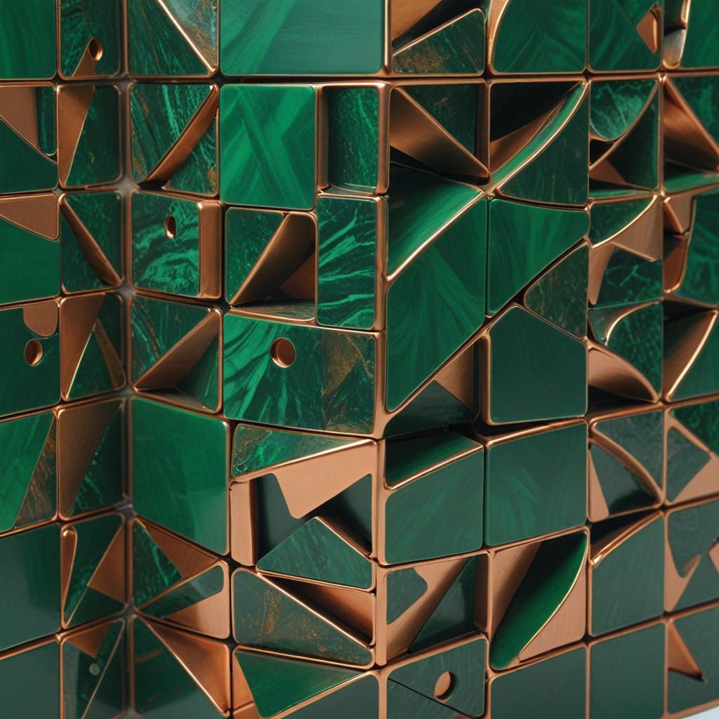 Intricate Copper Maze in Abstract Green Hues - AI Art