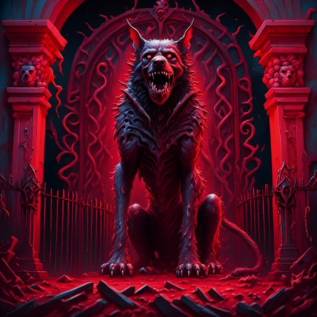 Hellhound Guarding the Gates of Hell - AI Generated Artwork - NightCafe ...