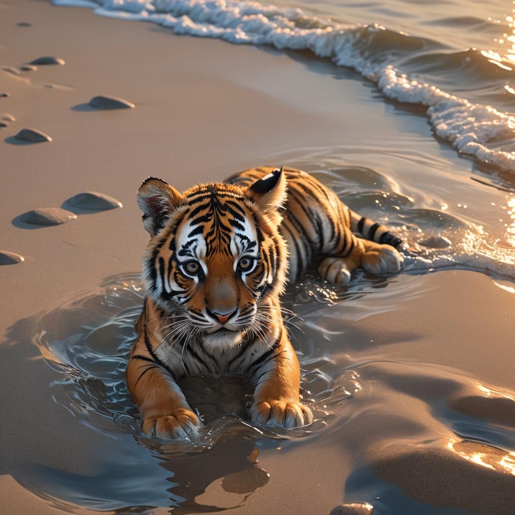 Beach Bum Tiger - AI Generated Artwork - NightCafe Creator