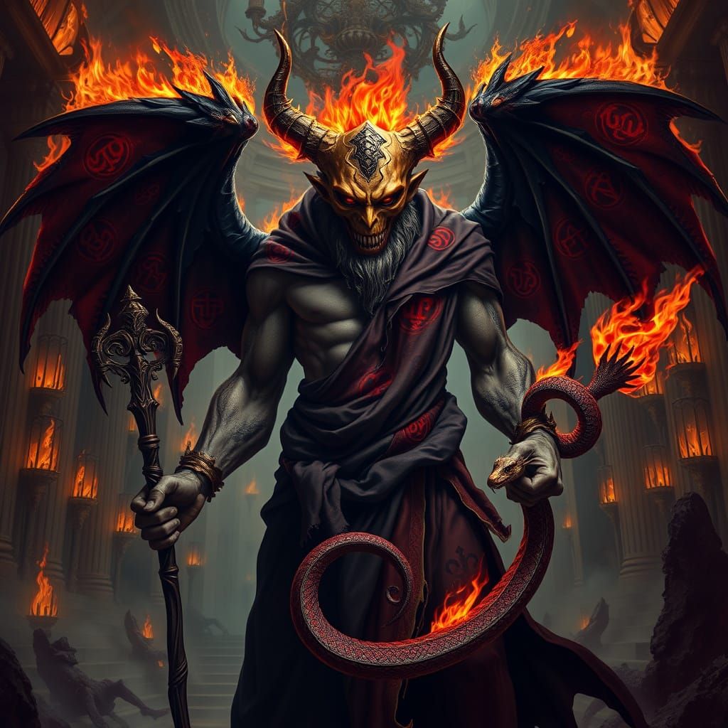 Demonic Overlord in Infernal Regalia - AI Art