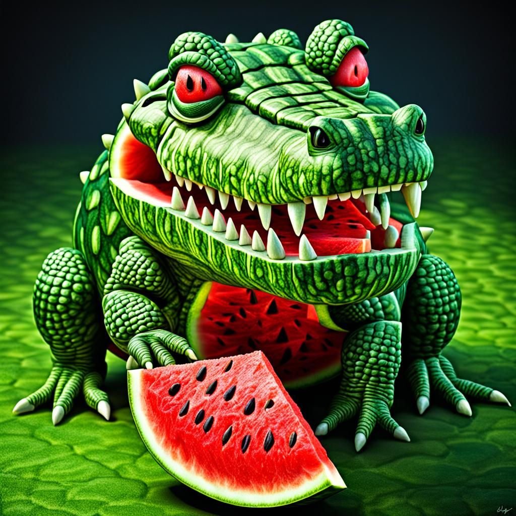 Watermelon Crocodile - AI Generated Artwork - NightCafe Creator