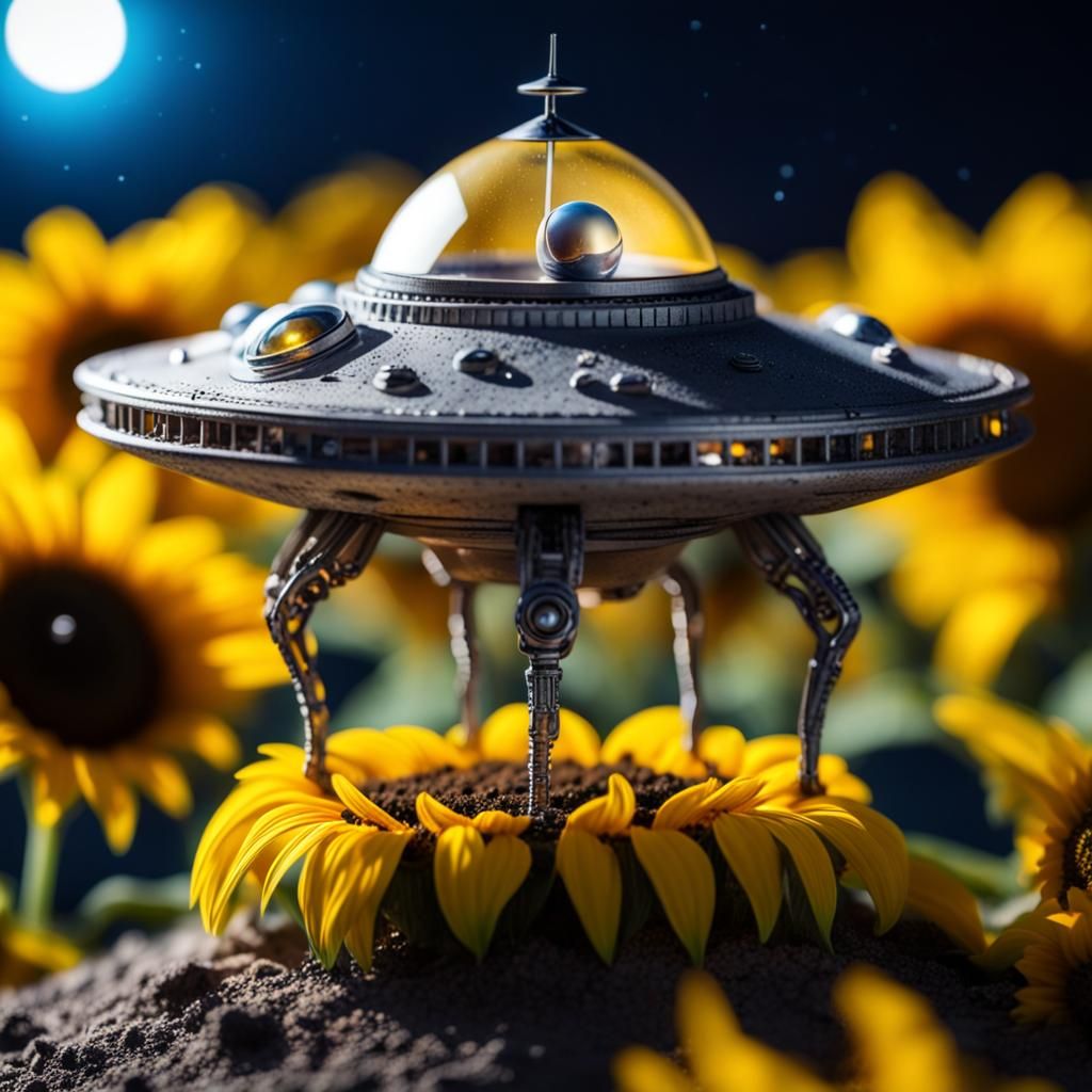 Photograph, small tiny miniature alien spaceship with alien in it on ...