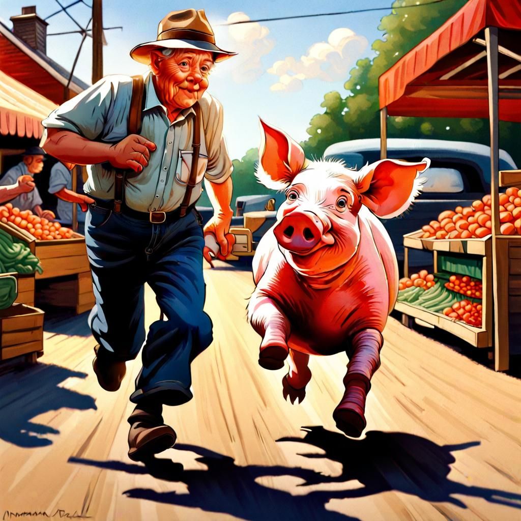 PLAYING WITH PIGGY - AI Generated Artwork - NightCafe Creator