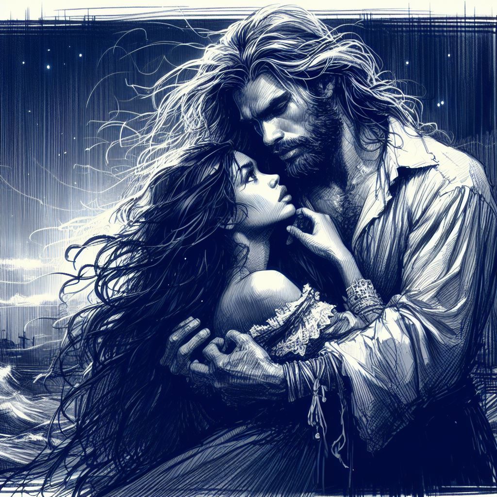 D3 Blue Sketch Romance - AI Generated Artwork - NightCafe Creator