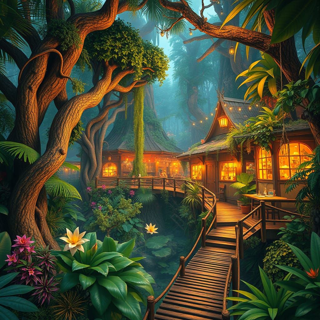 The Rainforest Cafe - Mystical Rainforest Realm in Vivid Co...