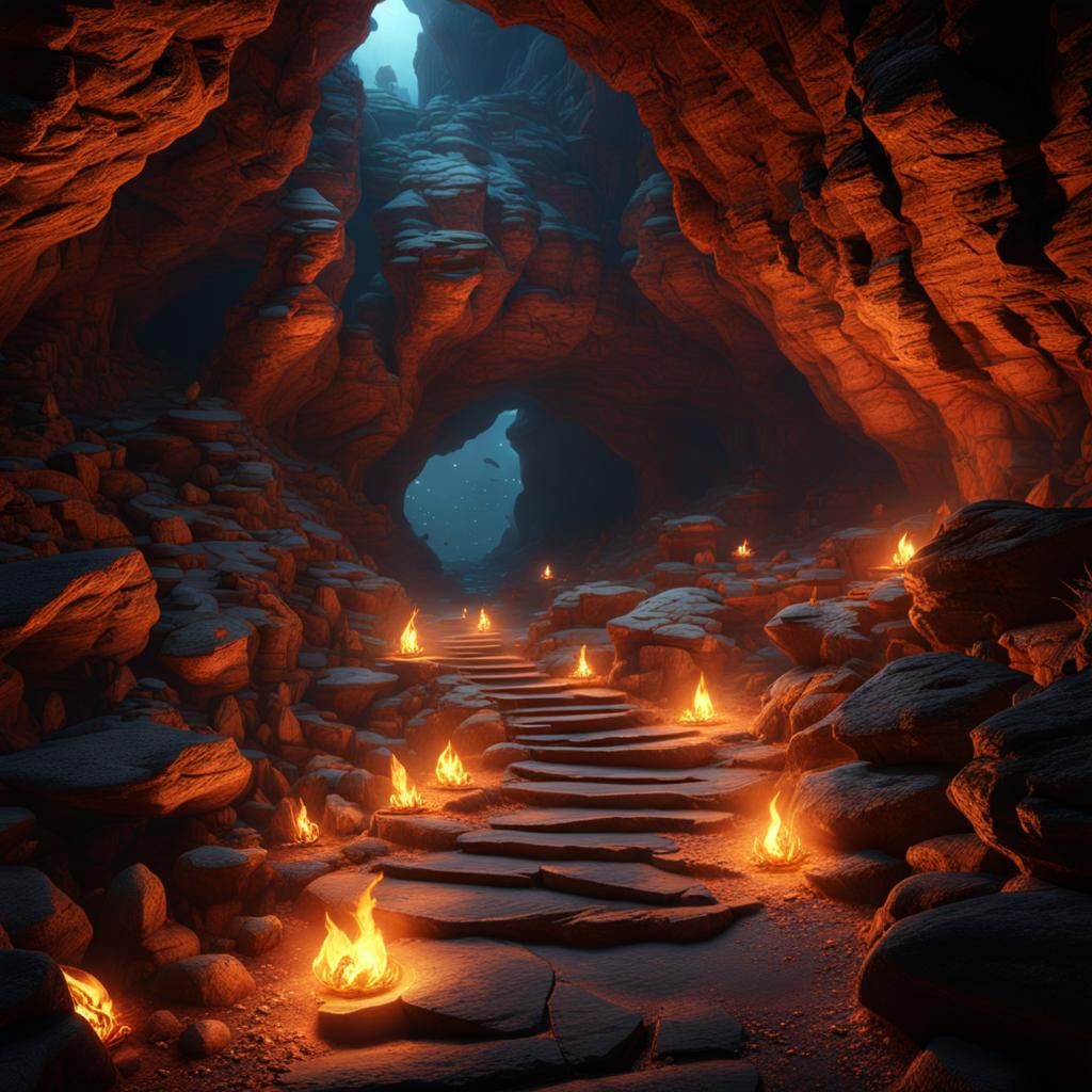 Cave path - AI Generated Artwork - NightCafe Creator