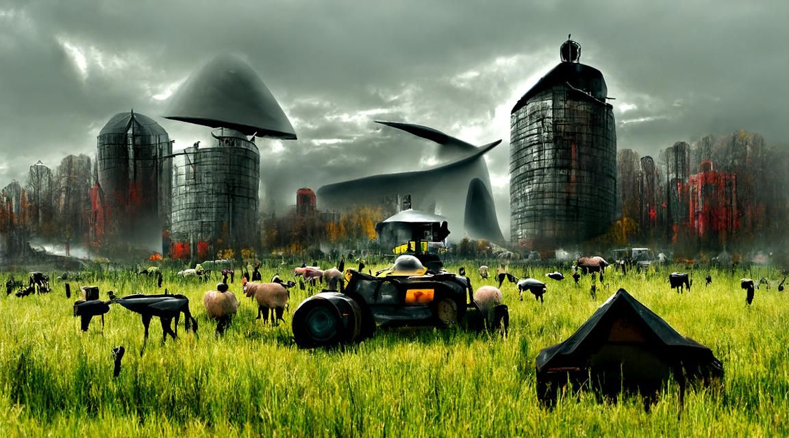 dystopian farm 8k resolution concept art movie poster surrealism - AI ...