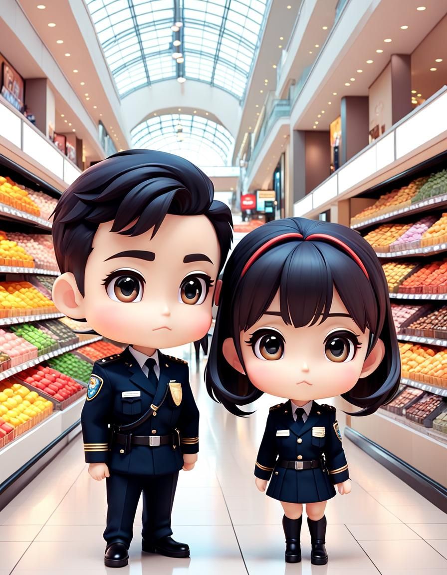 Chibi Boys and Girls work as Security Guard - AI Generated Artwork ...