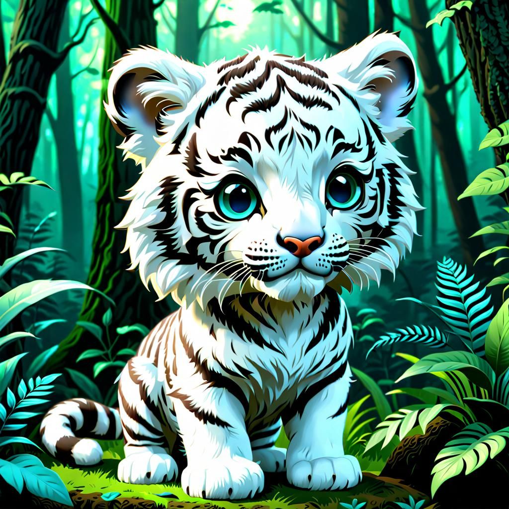 A chibi white tiger cub - AI Generated Artwork - NightCafe Creator