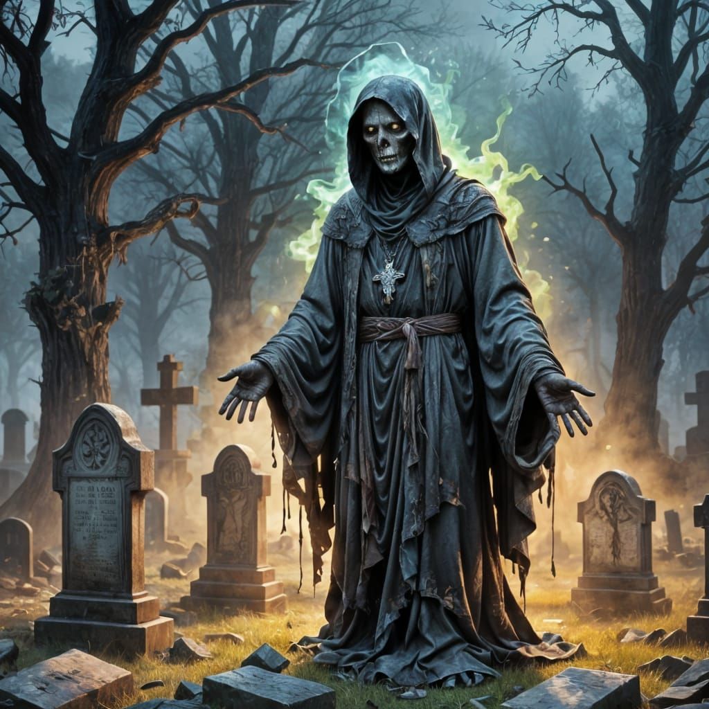 Creepy figure shrouded in tattered robes