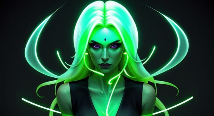 2/15/2025-WOMAN light tendrils FLUORESCENT SCINTILLATING Art By ...