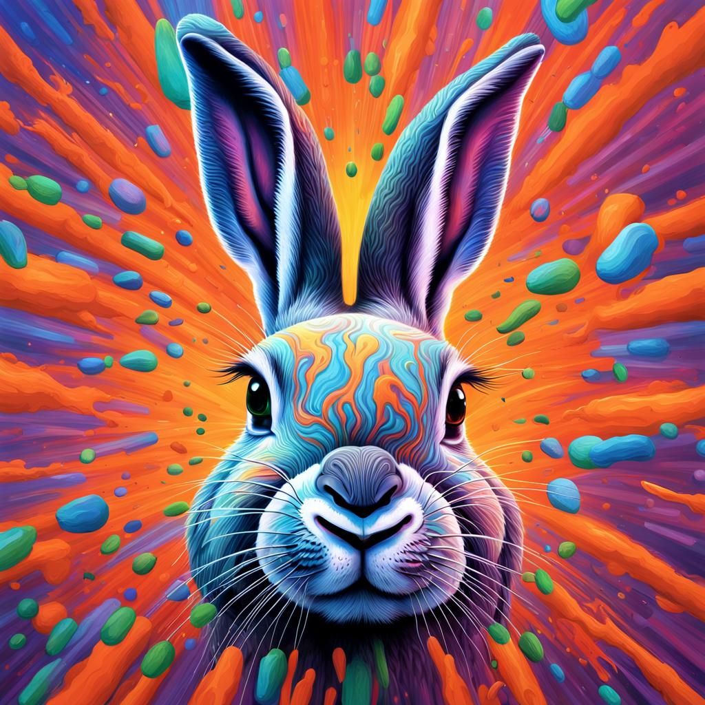 Psychedelic Rabbit with Psychedelic Carrots - AI Generated Artwork ...