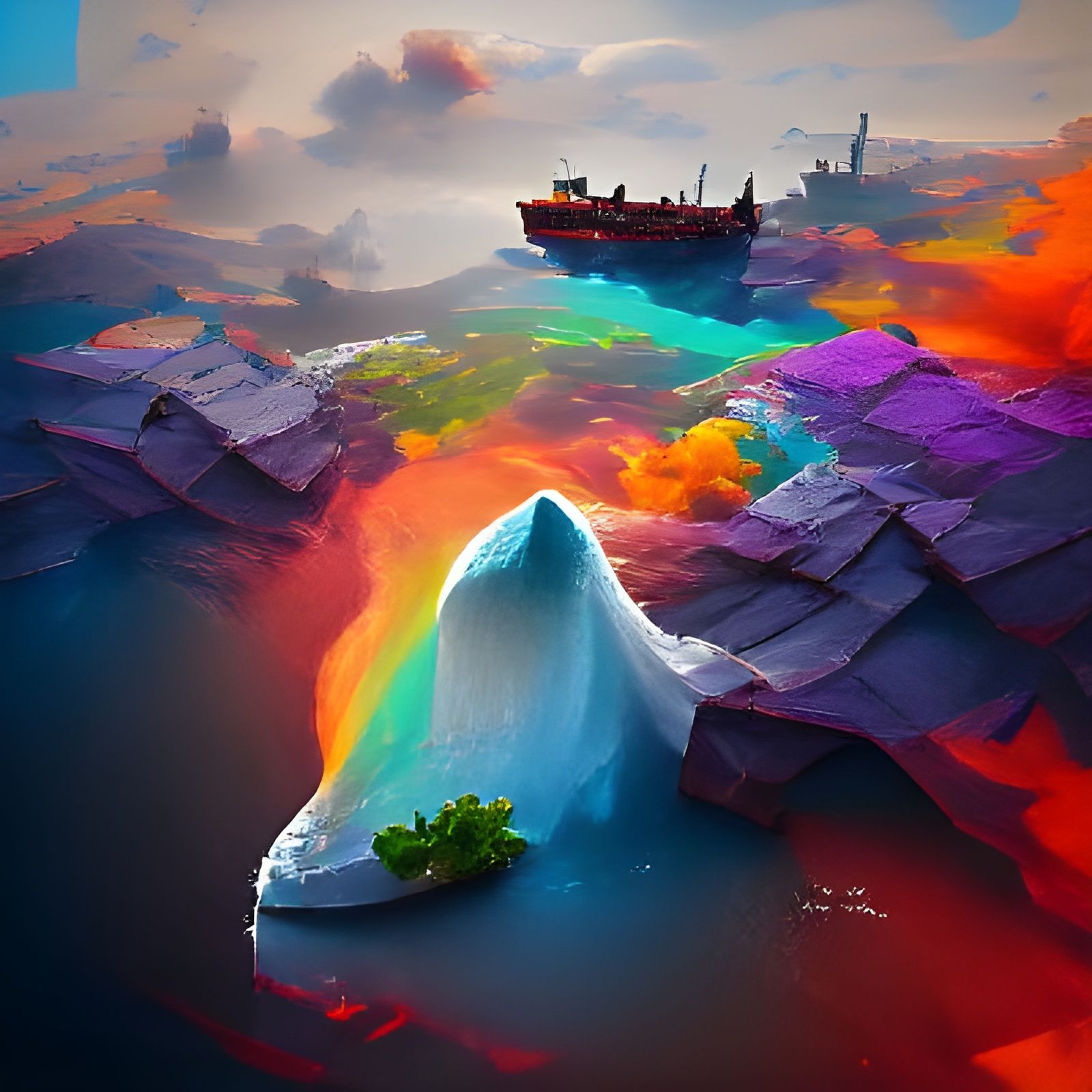 rainbow iceberg - AI Generated Artwork - NightCafe Creator