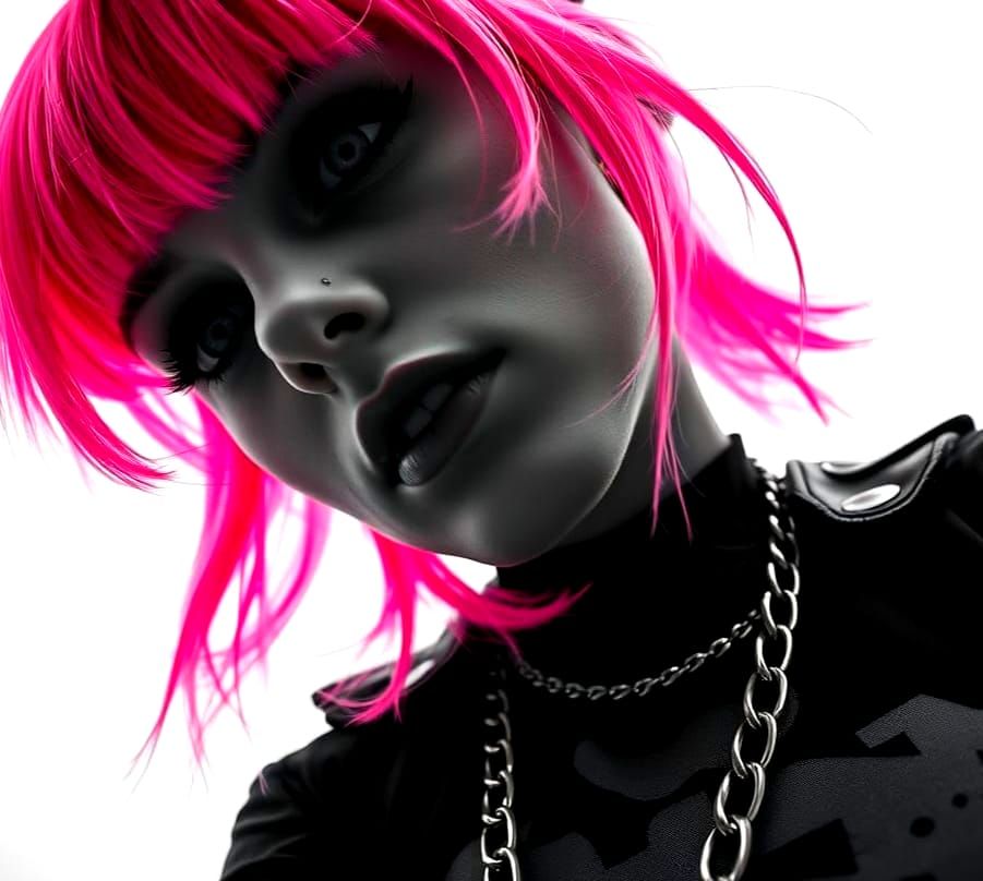 Heya - Goth Punk Girl from Below in Hyper Realistic Black an...