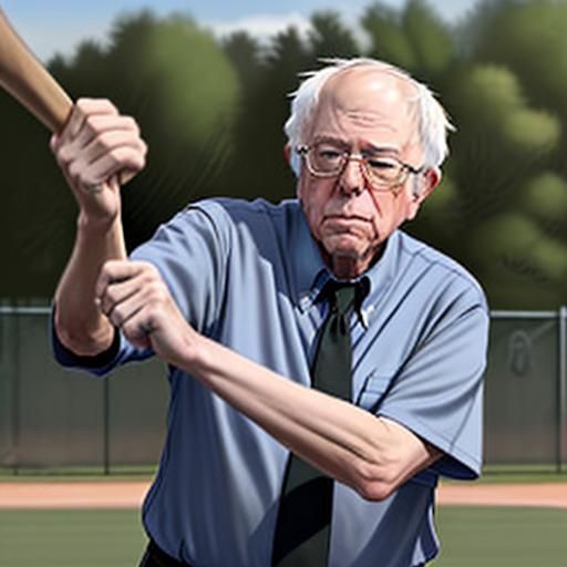 Bernie Sanders playing stickball - AI Generated Artwork - NightCafe Creator