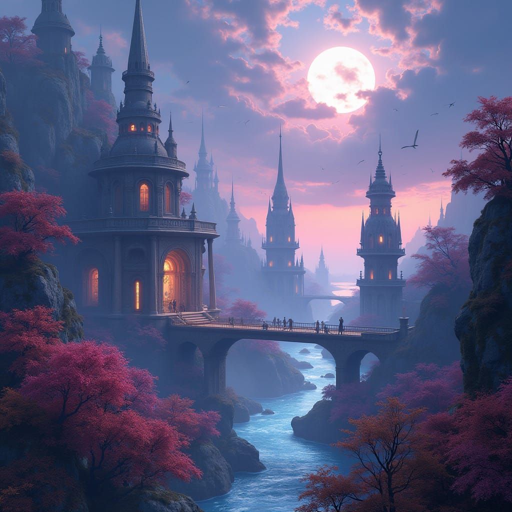 pfp aesthetic - Dreamlike Mystical Realm in Vibrant, Hyper-D...