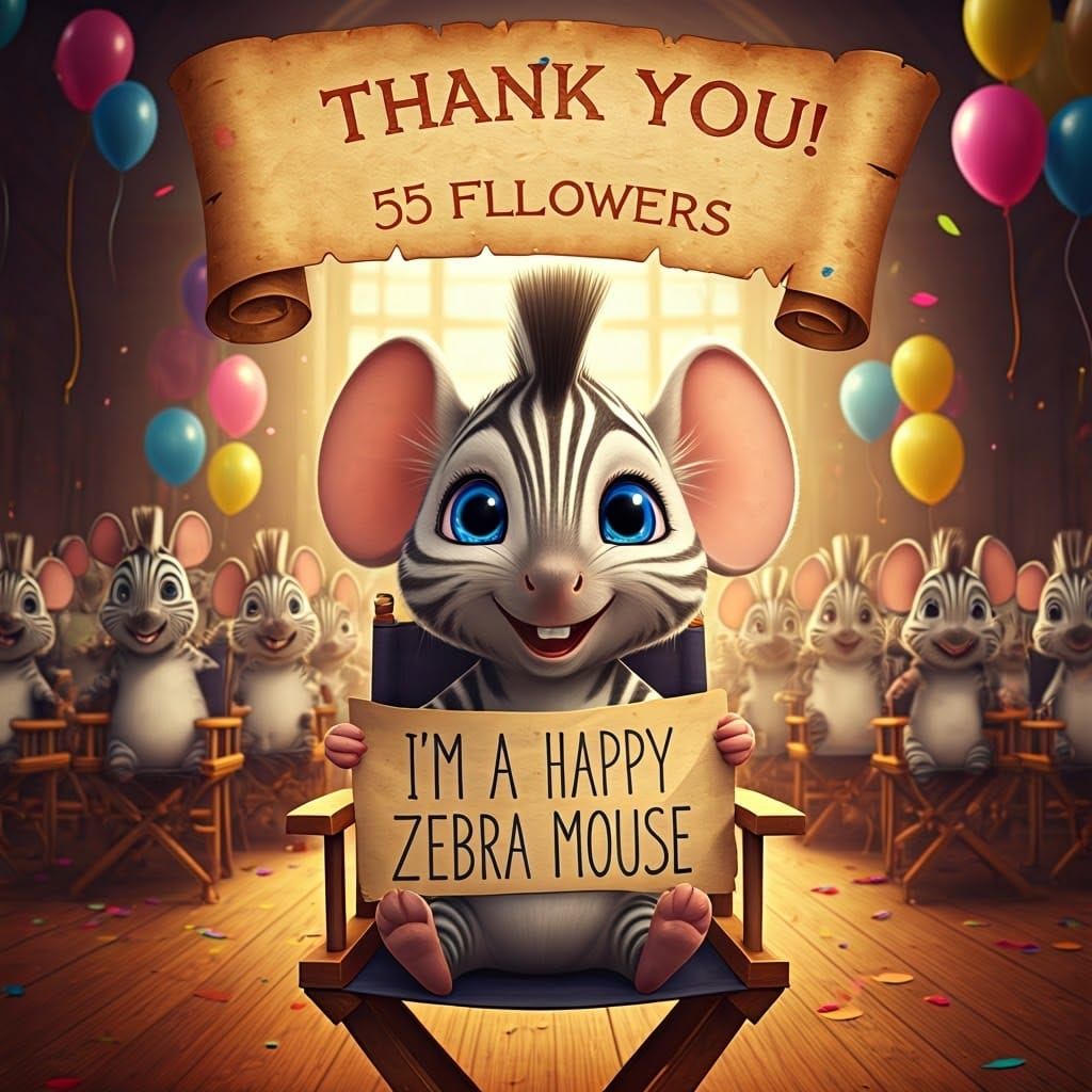 Medieval Banner Cheers Adorable Zebra Mouse Gather... - AI Art