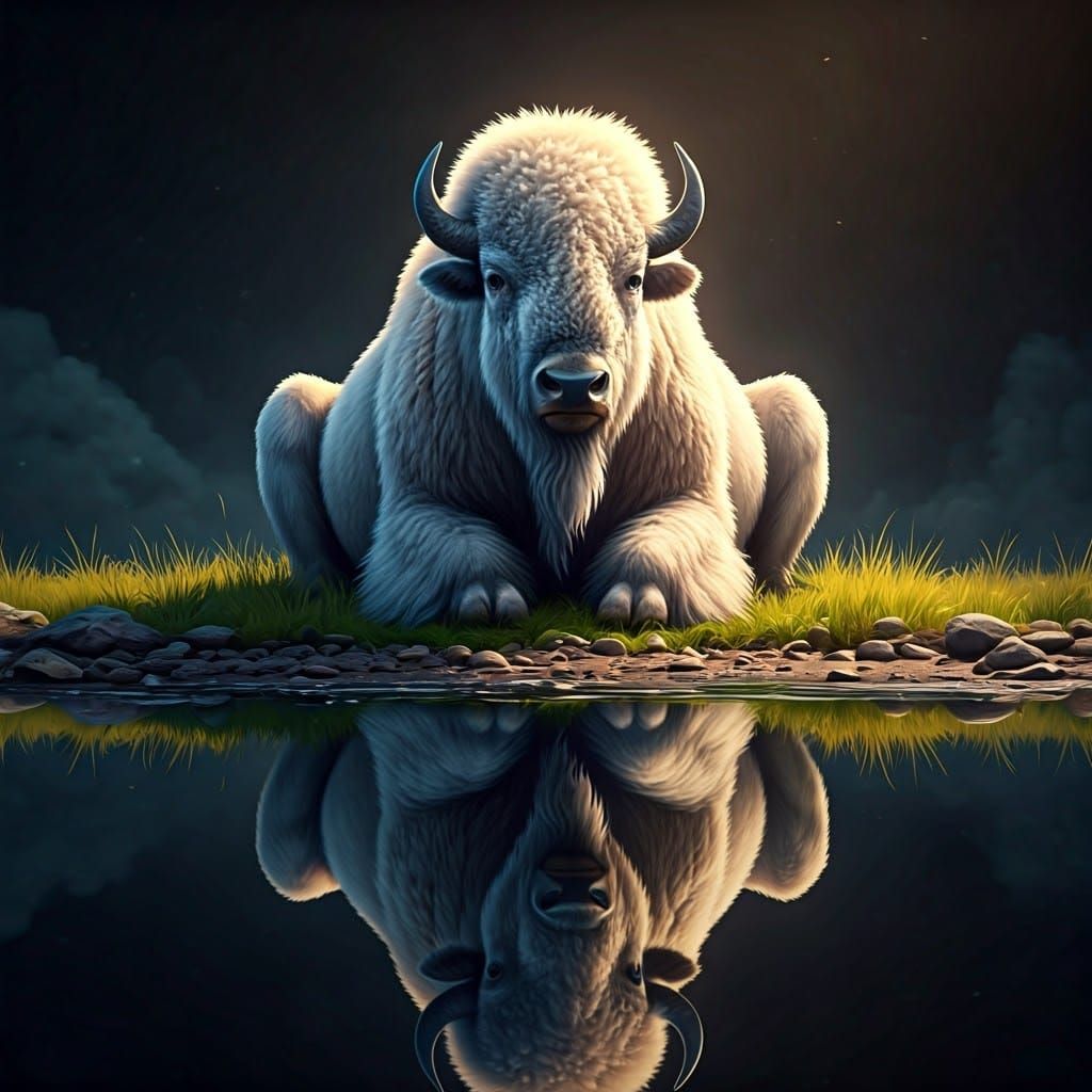 Native American white buffalo - Surreal White Buffalo in a ...