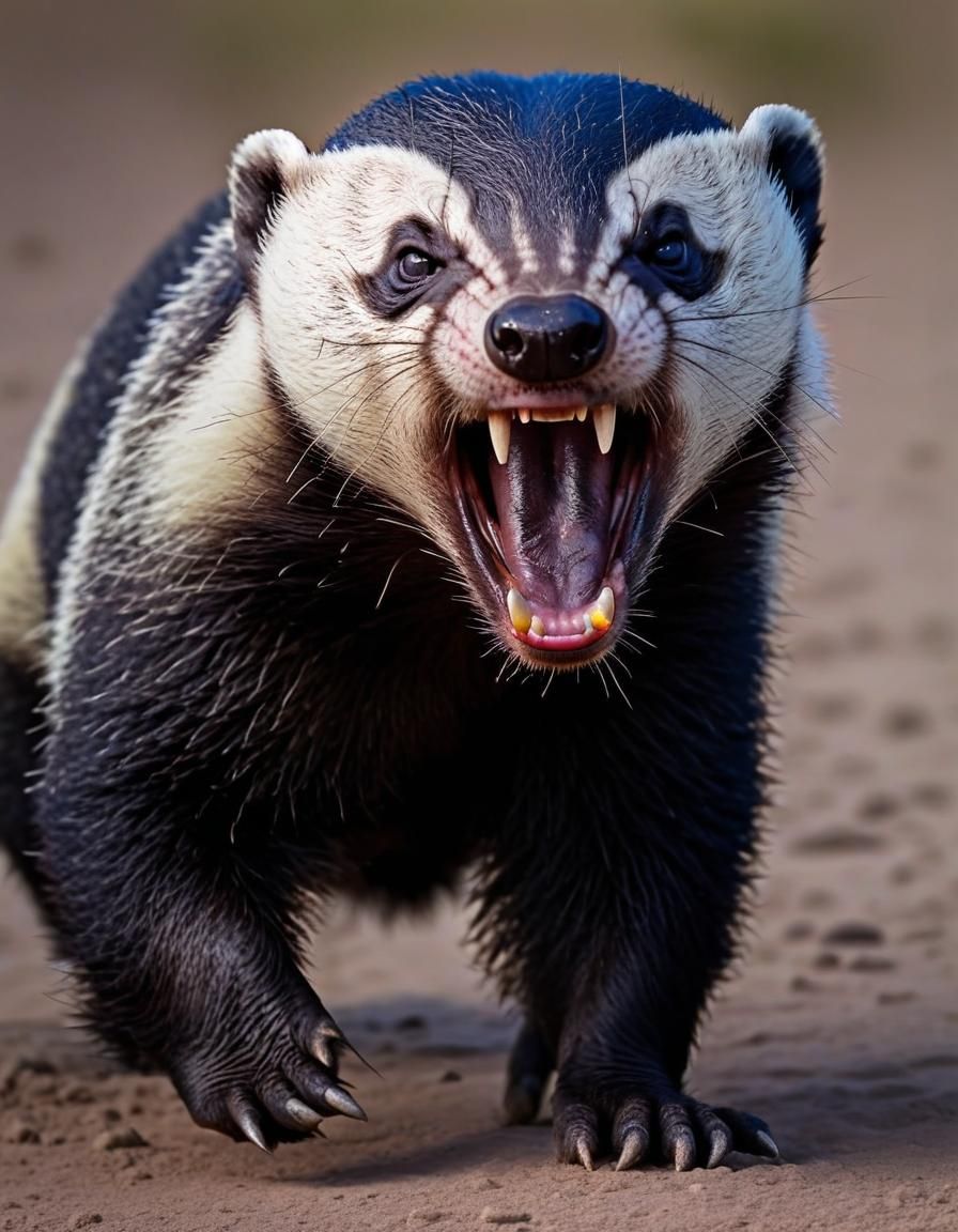 Honey Badger snarling - AI Generated Artwork - NightCafe Creator