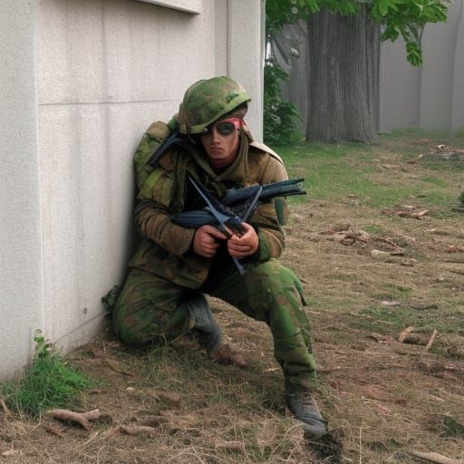 soldier hiding from zombies - AI Generated Artwork - NightCafe Creator