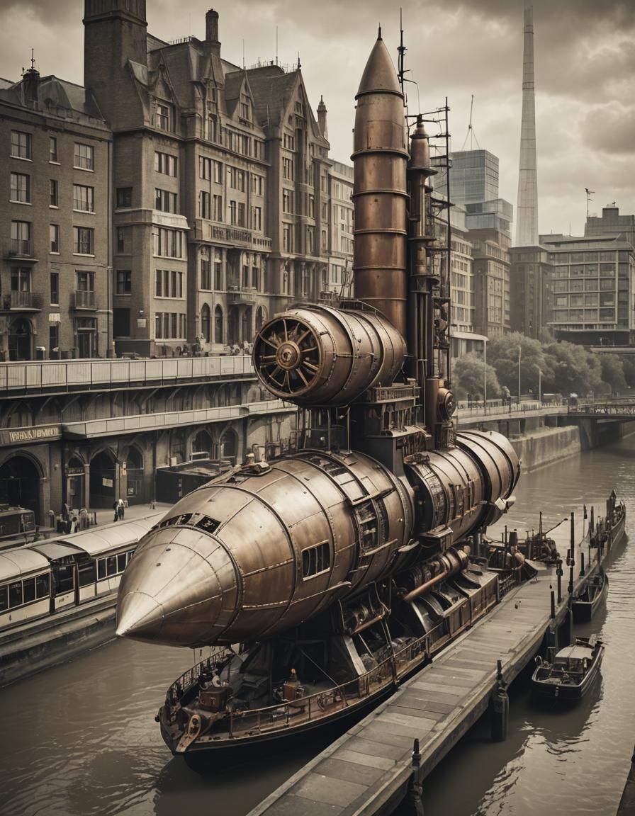 Victorian Steampunk Rocket 2 - AI Generated Artwork - NightCafe Creator