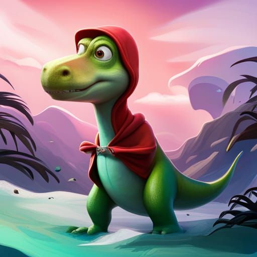 Little Red Dinosaur - AI Generated Artwork - NightCafe Creator