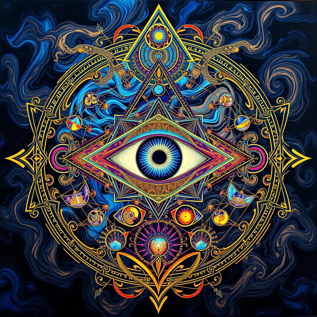 Sacred Geometry of the Third Eye in Vibrational Ha... - AI Art