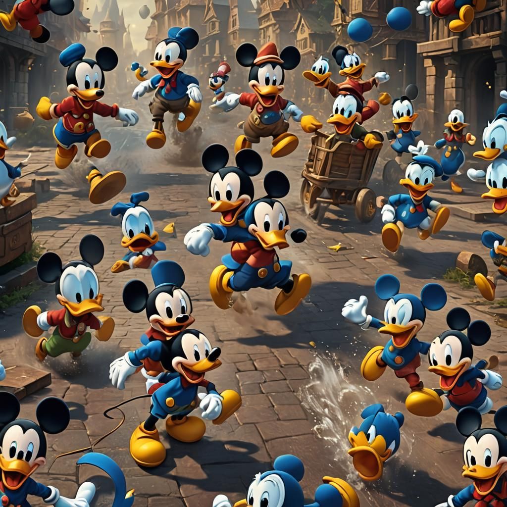 Mickey Mouse and Donald Duck ,Donald duck running - AI Generated ...
