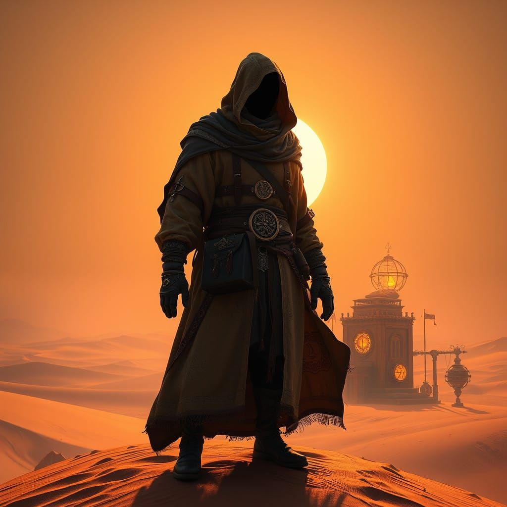 Lone alchemist in the desert - Mysterious Alchemist in Arab...