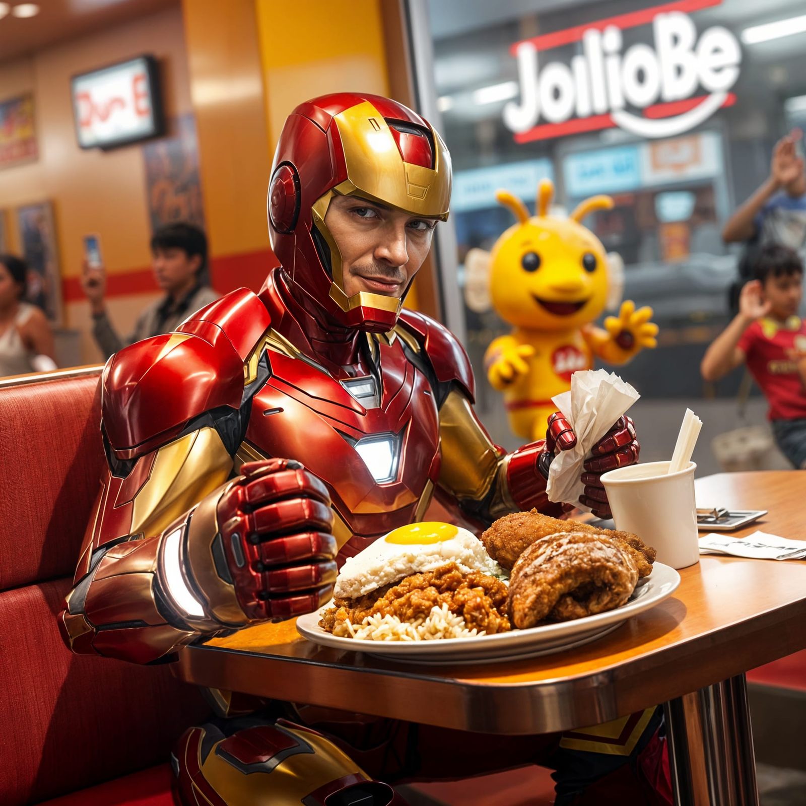 Tony Stark Sits Down to a Hearty Filipino Fast-Foo... - AI Art