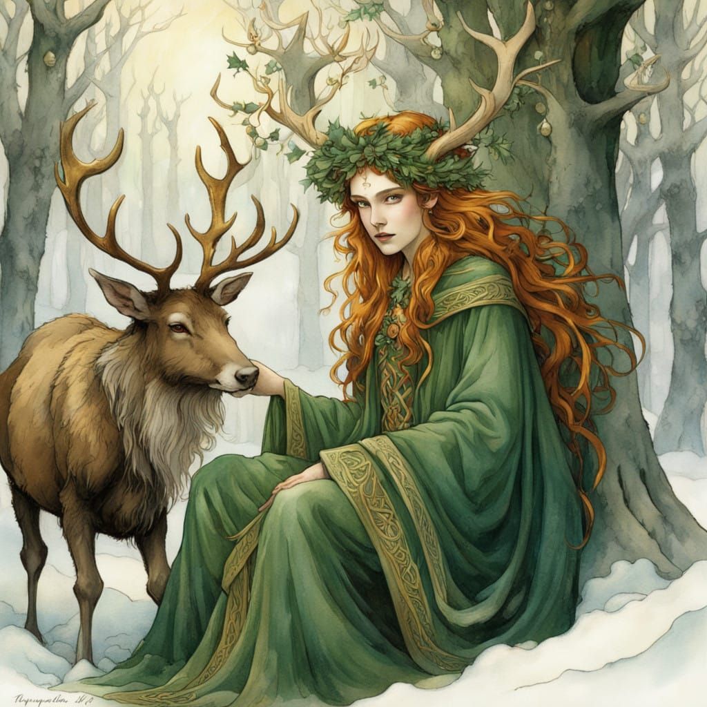 Celtic santa with his reindeer - Celtic santa with his reind...