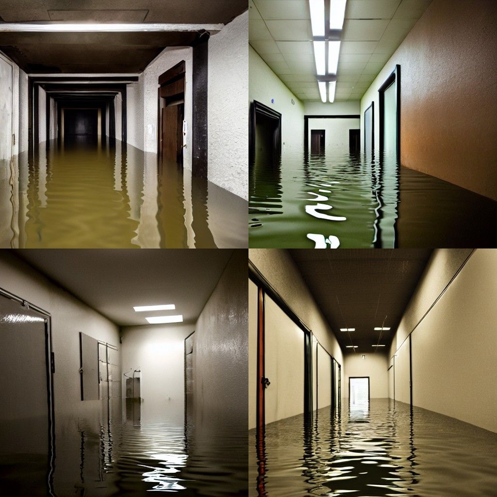 Flooded backrooms liminal space - AI Generated Artwork - NightCafe Creator
