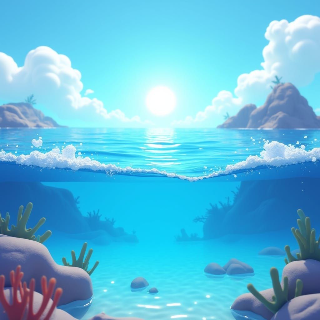 Roblox sea background - Vibrant Low-Poly Ocean Landscape in ...